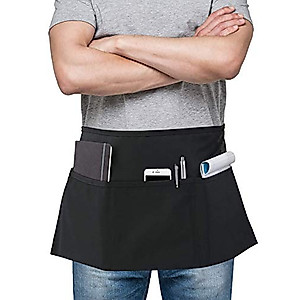 Utopia Wear 3 Pocket Waist Apron [Pack of 4], Server Waitress short apron for Women Men, Kitchen, Restaurant and Crafting (Black)