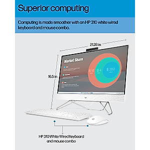 HP All-in-One Bundle PC, AMD Ryzen Processor, Radeon Graphics, 8 GB RAM, 512 GB SSD, FHD IPS Touchscreen Display, Windows 11 Home OS, Dual Computer Speakers, Wi-Fi & Bluetooth (24-cb1140, 2022)