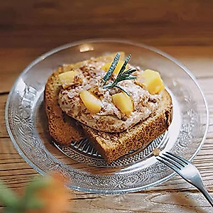 Frcctre 12 Pack Glass Salad Plates, 7 Inches Glass Fruit Dessert Plates, Clear Glass Appetizer Dinnerware Set with Beautiful Carved Pattern, Dishwasher Safe