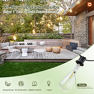 addlon 54(48+6) FT Solar String Lights Waterproof,Patio Lights Solar Powered with Remote & USB Port 15+1 LED Shatterproof Bulbs 3 Light Modes, Dimmable Solar Lights for Camping Backyard Garden