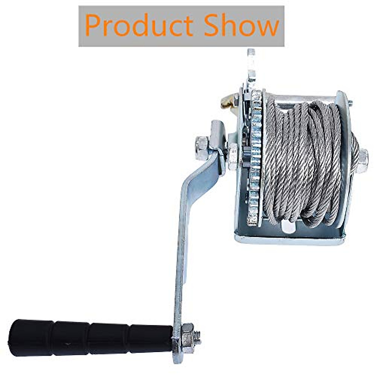 Heavy Duty Hand Winch 600Lbs Hand Crank Strap Gear with 8m Steel Wire Manual Operated Two-Way Ratchet ATV Boat Trailer Marine for Trailering or Loading Boats Personal Watercraft and Lawn Equipment