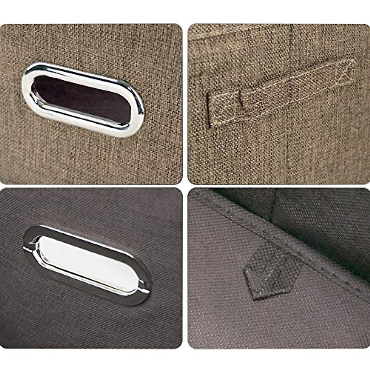 Burlap Fabric Storage Box Basket Container with Lids, Clothes Closet Organizer for Home, Office, Storeroom, Nursery, Bedroom, Living Room, Playroom, Wardrobe Shelf, Drawer, 13" x 9.4" x 7", Brown