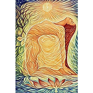 Abstract Yoga Meditation Poster, Yoga Girl Sun Chakra Wall Art, Sun Energy Healing for Meditation Room Decor, Healthy, Relaxing and Spiritual Living Room Daughter Room Studio Decor-16" X 24"-No Frame
