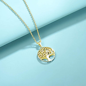 AGVANA Gold Plated Sterling Silver Tree of Life Pendant Necklace for Women Dainty Family Tree Necklace Anniversary Jewelry Birthday Gifts for Women Mom Wife Lover Grandma Her