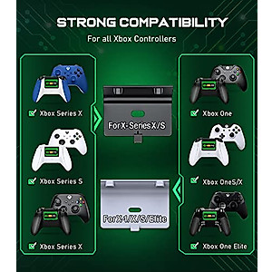 LIFUFUTEE Rechargeable Battery Pack with 2x2550mAh Xbox Battery Packs for Xbox One/X/S/Elite Controller, Xbox Controller Battery Pack with 4 Batteries Cover for Xbox Series X|S