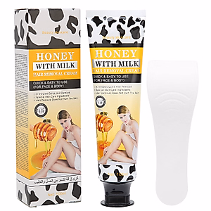 Honey Milk Mild Hair Removal Cream, Mild Depilatory Cream for Underarm/Thigh/Arm/Leg Hair Removal (100ml)