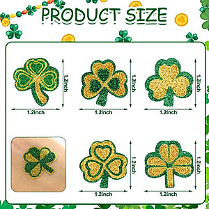 120 Pcs St. Patrick's Day Face Tattoos Shamrock Glitter Face Stickers Clover Temporary Tattoo Kids Body Stickers Three Leaf Shamrock Lucky for St. Patrick's Day Irish Party Costume Accessory