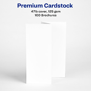 Avery Printable Tri-Fold Brochures with Mailing Seals, 8.5" x 11", Matte White, 100 Blank Brochure Paper for Inkjet Printers (08324)