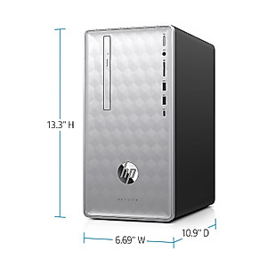 HP Pavilion (590-p0050) Desktop Computer with Intel Core i5+8400 Processor, 8GB RAM and 16 GB Intel Optane Memory, 1TB Hard Drive, Windows 10 (Silver)