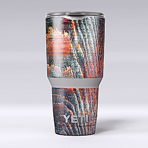 Design Skinz Grungy Orange and Teal Dyed Wood Surface - Skin Decal Vinyl Wrap Kit Compatible with The Yeti Rambler Cooler Tumbler Cups
