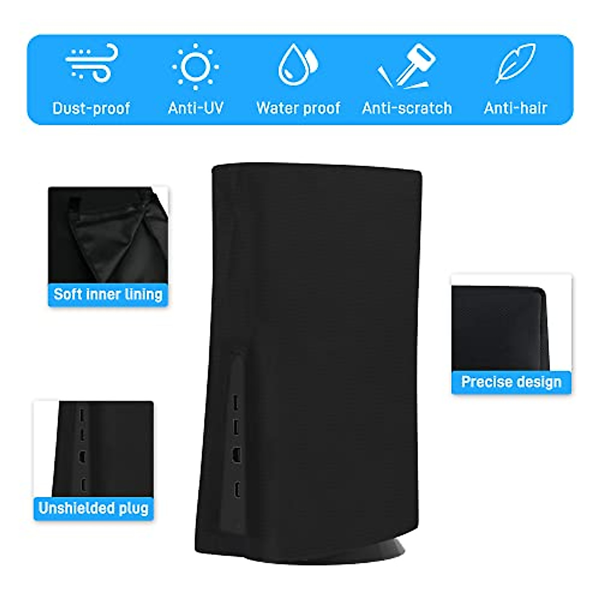 FANPL Dust Cover Kit for PS5,12 in 1 Accessories with Soft Dust Case for Playstation 5 Console, Silicone Plugs for Port, Cleaner Kit - Waterproof Scratchproof Dust Set for PS5