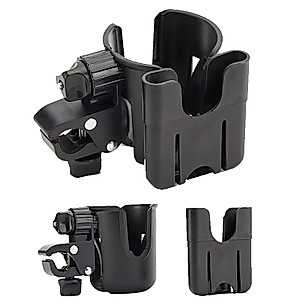 Cup Holder 2 in 1, Stroller Cup Holder, Bike Cup Holder, Stroller Organizer, Stroller Cup Holder with Mobile Phone Holder, 360 Rotation Drink Phone Holder for Bike Pushchair Wheelchair Walker Bicycle