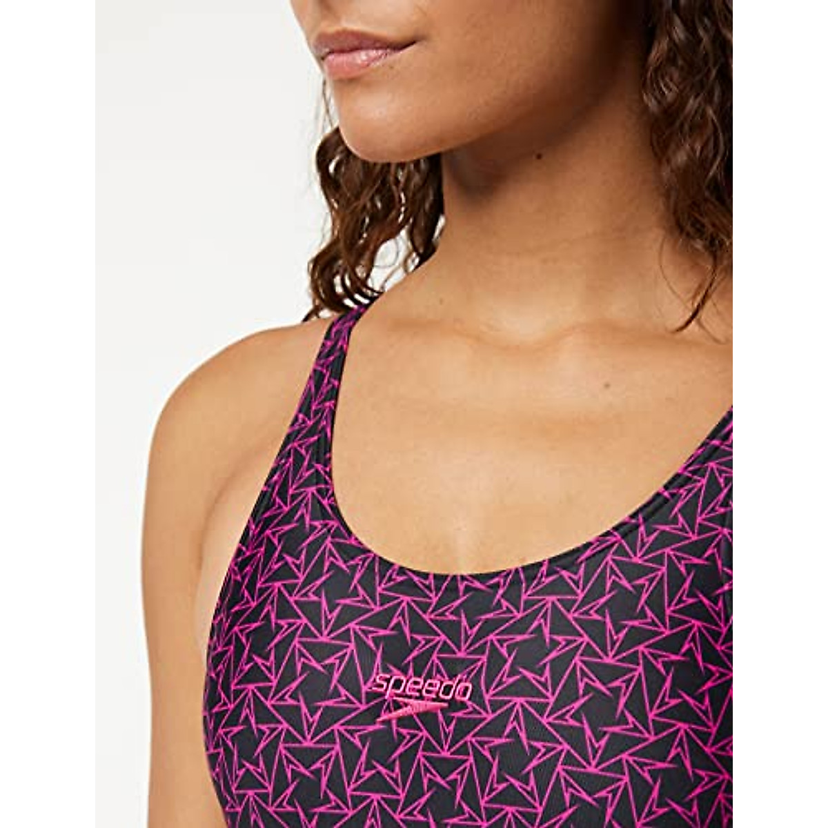 Speedo Boomstar Allover Muscleback One Piece Womens Swimsuit UK 8 Reg Black/Electric Pink