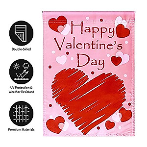 Valentine’s Garden Flag 12 x 18 Inch Double Sided Valentine Yard Flags Decorative Valentine’s Day Outdoor Decoration
