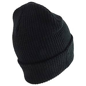 Trendy Apparel Shop Oversized Big Size Plain Ribbed Knit Cuff Long Beanie Hat - Black - 2XL