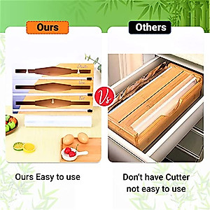3 in 1 Foil and Plastic Wrap Organizer - Durable Plastic Wrap Dispenser with Cutter - Aluminium Foil Dispenser with Cutter - Saran Wrap Dispenser With Cutter - Tin Foil Organizer for Drawer