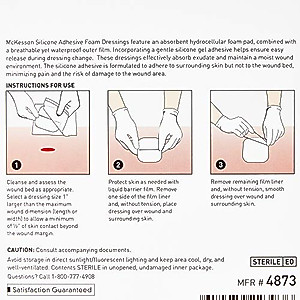 McKesson Lite Hydrocellular Foam Dressings, Sterile, Silicone Adhesive with Border, 4 in x 4 in, 10 Count, 1 Pack