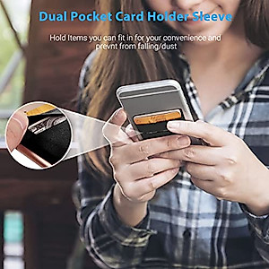 OBVIS 2 Pack Stick On Wallet Sleeve Cell Phone Pocket Card Holder Pocket Pouch for iPhone Android Smartphone (2 Pack Black)