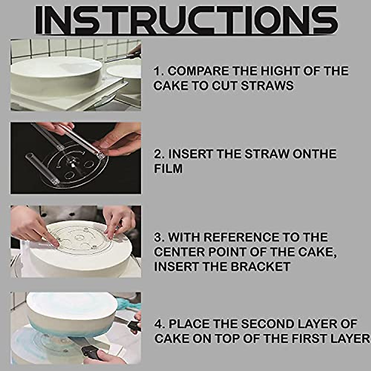 Atiiva Cake Separator Plates and Pillars Set- 4 Pieces Cake Separator Plates with 20 Pieces Transparent Cake Sticks Support Rods- Exquisite Round Layered Cake Combo Set