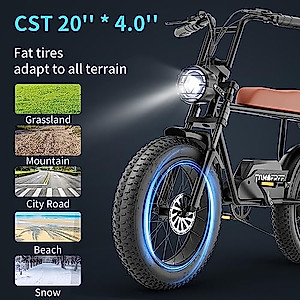 Tomofree Electric Bike for Adults, 1200W Powerful Motor 48V/20Ah,40Miles Long Range, Max Speed 25MPH, Ebike Fat Tire Electric Bicycle, Front Suspension Dual Hydraulic Brakes