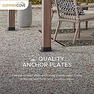 Sunjoy Outdoor Pergola 10 x 12 ft. Steel Frame Pergolas with Nature Wood Grain Finish for Patio, Garden and Backyard Activities by SummerCove