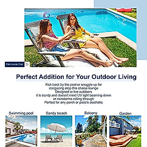 Vongrasig Patio Double Chaise Lounge Chairs Set of 2, Outdoor Adjustable Steel Textiline Folding Reclining Lounge Chair Outdoor Lay Out Chairs for Lawn Garden Pool Beach Yard, Brown