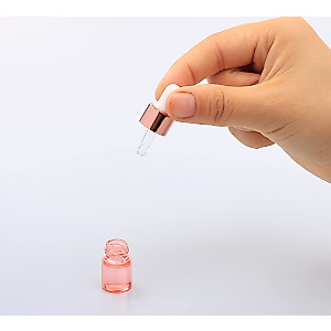 30 Pack Set, Pink Glass Dropper Bottles Essential Oils Dropper Bottles Mini Sample Bottles DIY Perfume Cosmetic Containers Glass Vials With Glass Eye Dropper (1ml)