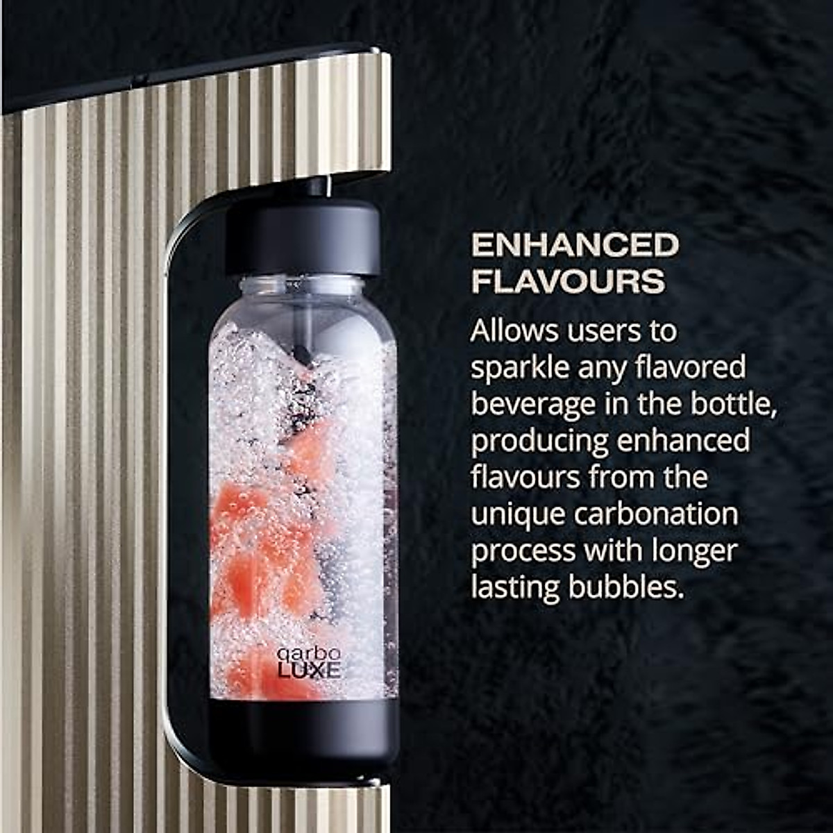 Twenty39 qarbo LUXE Premium Metal Sparkling Water Maker Machine - Soda Beverage Carbonator for Home, Seltzer & Carbonated Beverage Dispenser, Water Carbonation Fizz Maker (Tuscan Gold)