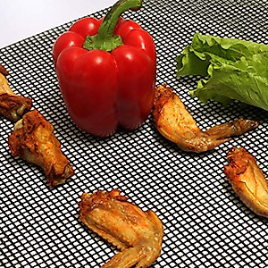 Grill Mesh Mat- Non-Stick Cooking Mats for Grilled Vegetables/Fish/Fajitas/Shrimp, Grilling Sheet Liner, Reusable Grill Accessories - Use on Gas, Charcoal, Electric Barbecue (set of 3, black)