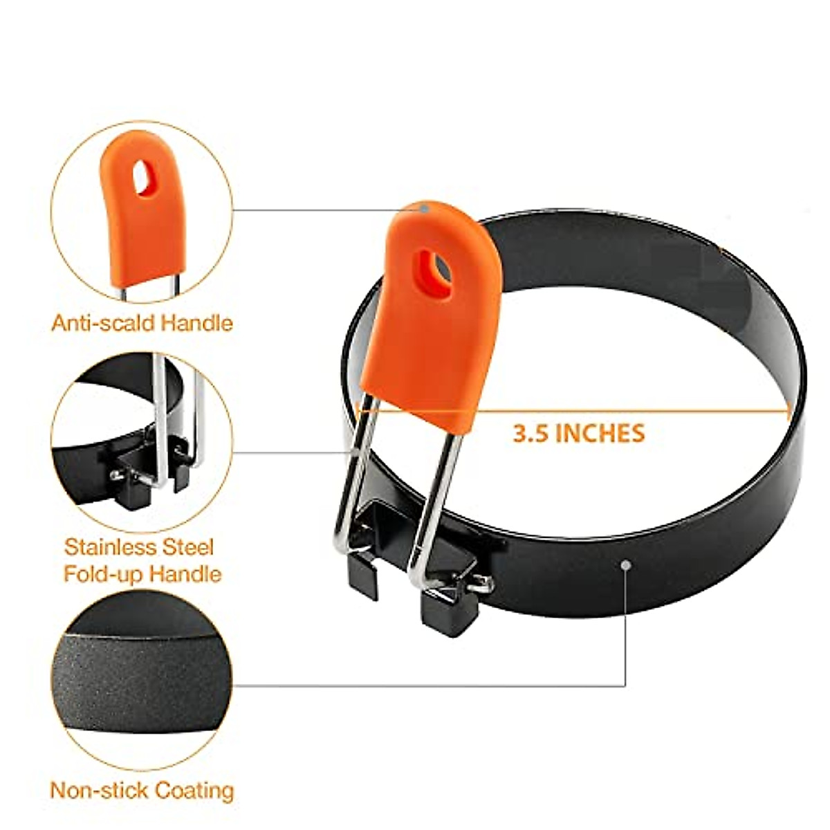 Highly Rated Egg Rings 3.5 Inches 4 PCS Frying Egg Molds Round Egg Circles, Anti-scald Nonstick Leakproof Egg Mould with Oil Brush Circular Egg Shaper