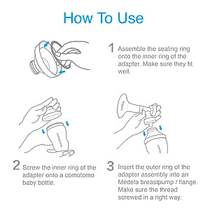 Papablic Direct Pump Bottle Adapter for Medela, Ameda Breastpumps to Use with Comotomo Baby Bottle, 2 Pack