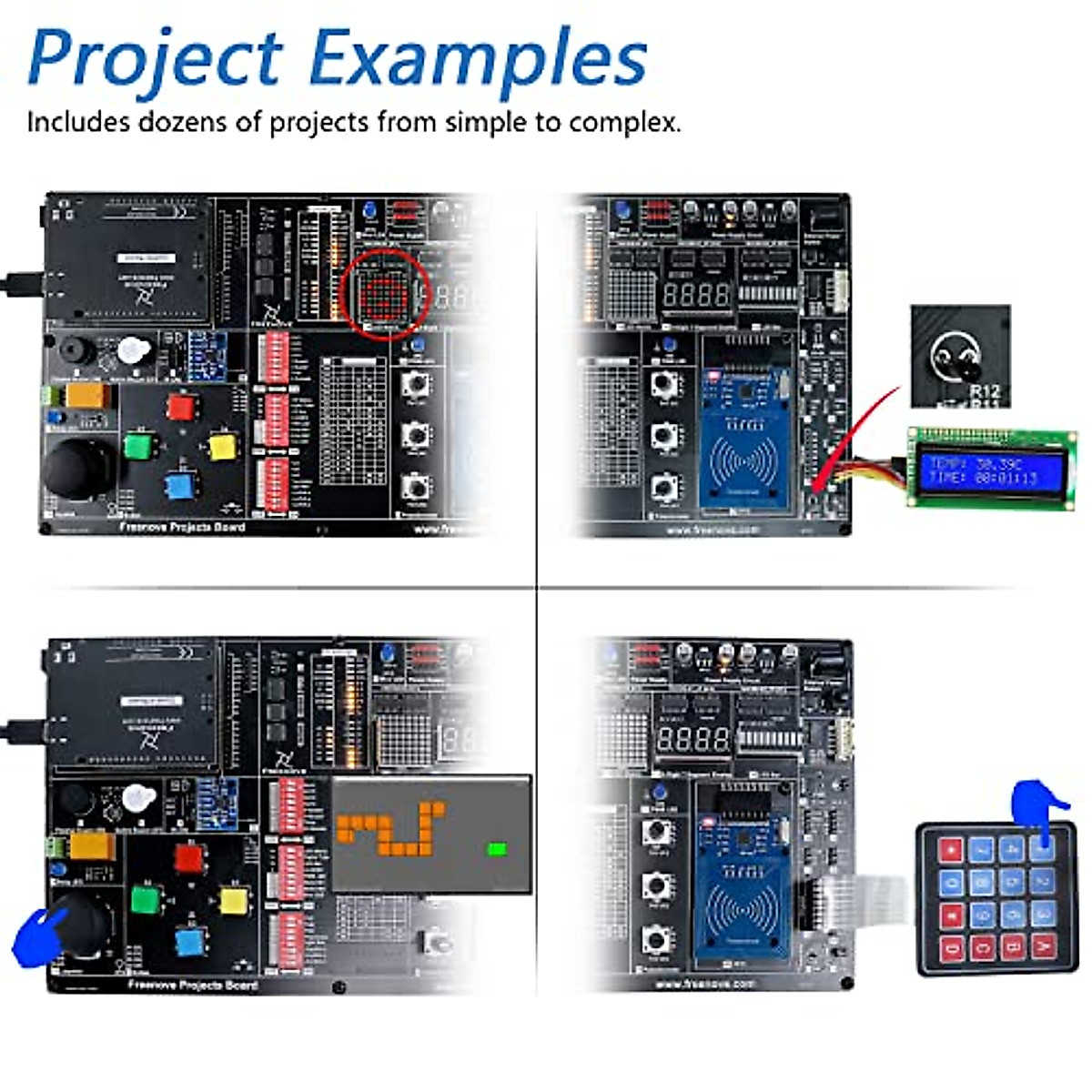 Freenove Projects Kit with Control Board V4 (Compatible with Arduino IDE), 238-Page Detailed Tutorials, 46 Projects, No Soldering, Simple Wiring