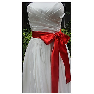 NANIA Wedding satin sash belt for special occasion dress bridal sash (Red)