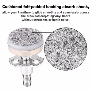 Heavy Duty Furniture Leveling Feet Adjustable Furniture Leg Levelers for Tables Chairs Cabinets Sofa Raiser, Support 1320LBs, T- Nut Kit 3/8”-16 Thread, Large Base,w/ 4 Felt Pads,12 Screws (4 Pack)