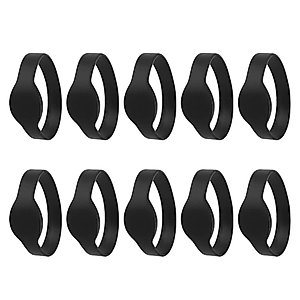RFID Card Reader, Contactless RFID Proximity Smart Card, RFID Wristband Silicone Bracelet Waterproof IC Card for Swimming Pool Sauna Room (10pcs)(Black)