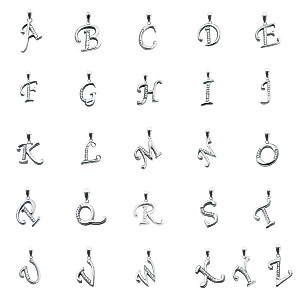 INFINIQUE CREATION 14K Gold Over 925 Sterling Silver Alphabet Initial Letter Pendant CZ (8x5, K, Yellow Gold)