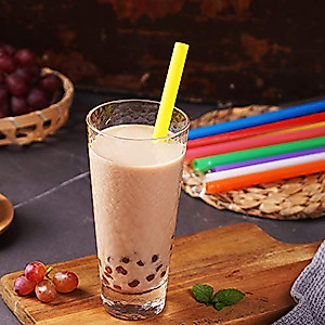 200 PCS Individually Packaged Colorful Jumbo Smoothie Straws, Large Wide Milkshake Disposable Plastic Drinking Straw (0.43" Diameter and 8.2" long) (200)