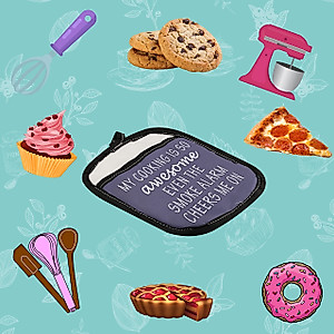Funny Oven Pads Pot Holder with Pocket My Cooking is So Awesome Even The Smoke Alarm Cheers Me On (Cheers Me On)