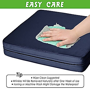 RYB HOME Outdoor Patio Cushion Covers 24"x24", Fade Resistant Fabric Sun-Proof & Waterproof Durable Slipcover for Outdoor Couch Chair Sofa Bench, Navy Blue, 4 Pieces, Covers Only