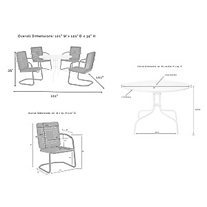 Crosley Furniture Bates 5-Piece Outdoor Dining Set for 4, Retro Metal Round Patio Table and Chairs for Deck, Bright Red Gloss