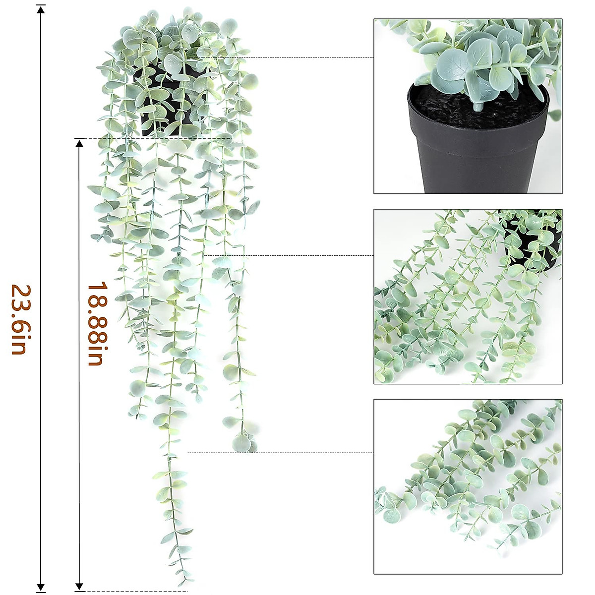 BACAMA Fake Hanging Plant Eucalyptus Small Decor Faux Hanging Vine Plants Wall Greenery for New Home Decoration 1PCS Bright Green 23.6Inches