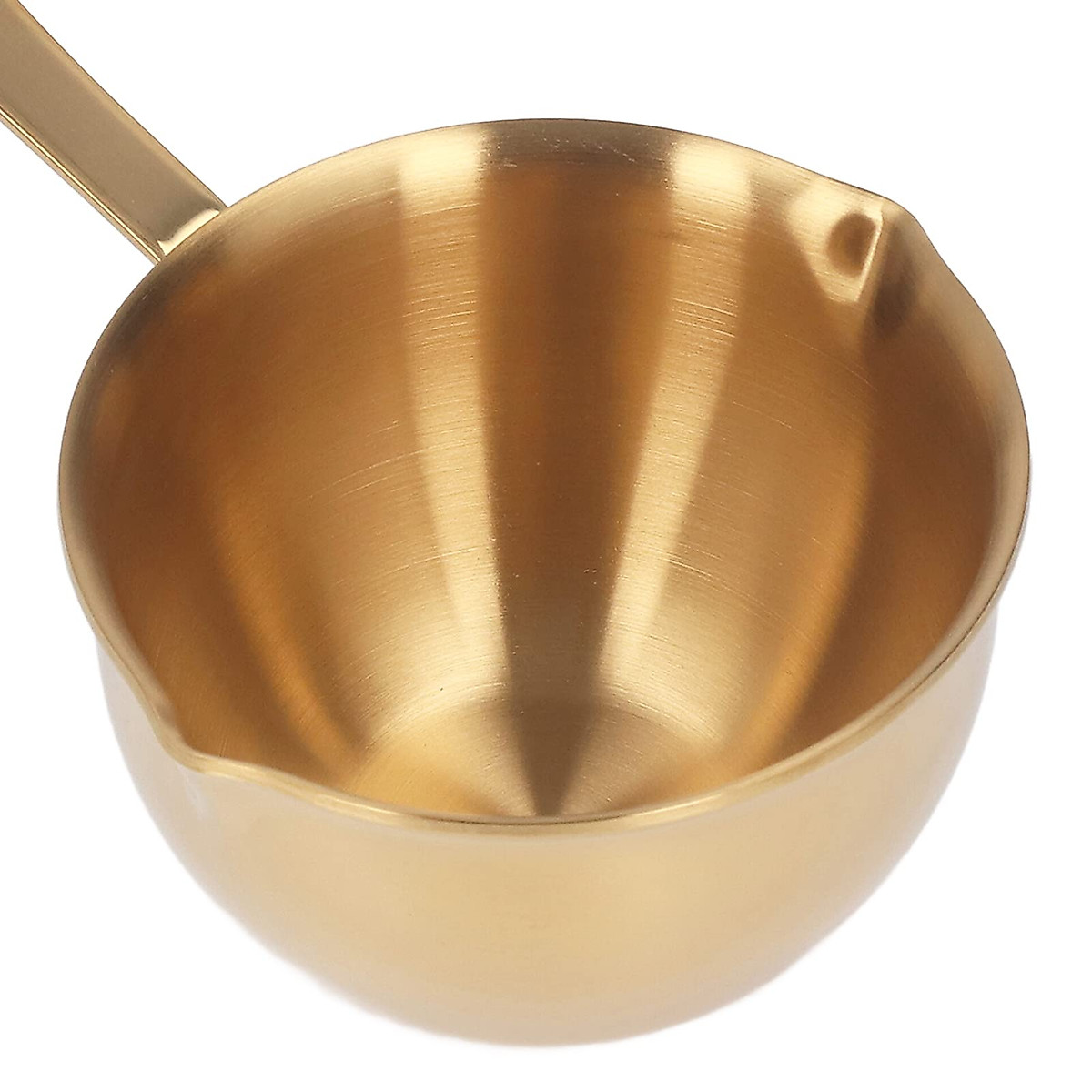 200ml Mini Saucepan 304 Stainless Steel Pot Two Side Spouts Design Butter Milk Chocolate Sauce Pan 3 Layer Composite Pot Bottom Dishwasher Safe (Gold)