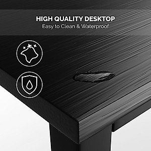 Halter Computer Desk for Home Office 47” Work Table Easy Assembly Cherry Desk Black Frame