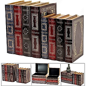 Bellaa 25419 Books, Book Ends, Vintage, Secret Storage, Bookends for Shelves, Non-Skid Bookend, Heavy Duty Book End, Book Holder Stopper for Books/Movies/CDs/Video Games (2 Pairs)
