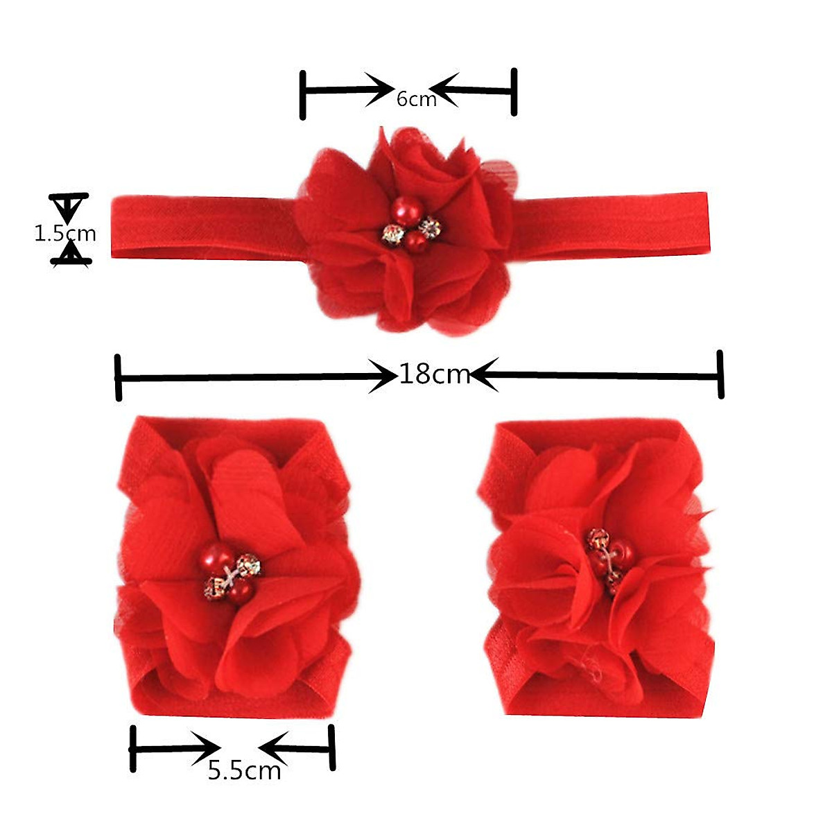 ZOCONE 10 Colors Baby Girl Headbands and Barefoot Flower Sandals Value Set Baby headbands Feet Accessories for Newborn Infants Toddlers Girls