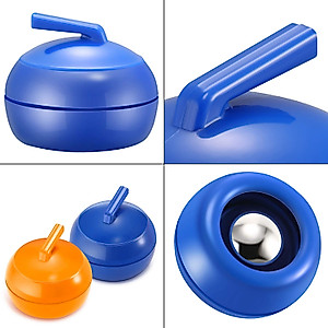 8 Pieces Tabletop Curling Game Pucks Replacement Shuffleboard Rollers Sliding Bead Games for Kids and Adults (Blue, Orange)