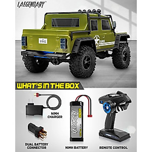 LAEGENDARY RC Crawler - 4x4 Offroad Truck for Adults - RC Rock Crawler, Fast Speed, Electric, Hobby Grade Car - 1:8 Scale, Brushed, Army Green