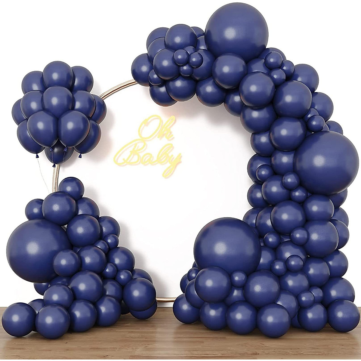 100 Pack Navy Blue Balloons Different Sizes 18/12/10/5 Inch Party Balloon Kit Chrome Round Pearl Dark Blue Balloons for Wedding Graduation Baby Shower Birthday Christmas Party Decoration (Navy Blue)