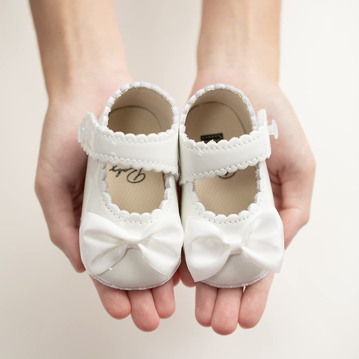 Meckior Infant Baby Girls Soft Sole Bowknot Princess Wedding Dress Mary Jane Flats Prewalker Newborn Light Baby Sneaker Shoes