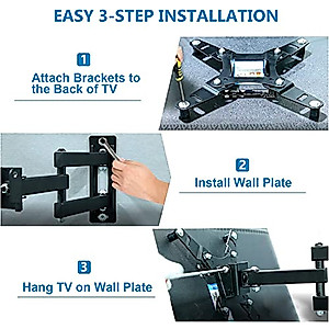 Full Motion TV Wall Mount TV Bracket with 360°Rotation, JUSTSTONE Swivel Tilt Extension TV Mount Fits Most 13-45 Inch TVs & Monitors, Max VESA 200x200mm, Holds up to 55lbs/25kg